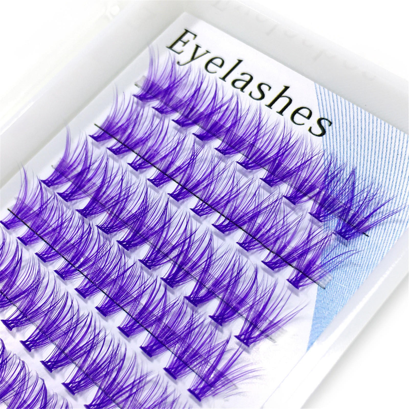 Off Promotions! Colored Eyelash Clusters Curly Eyelashes Pink Blue ...